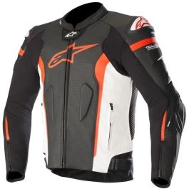 ALPINESTARS MISSILE BLACK WHITE RED FLUO LEATHER AIR TECH-AIR ...