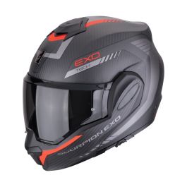 Scorpion EXO-Tech Evo Carbon Cosy Zwart Rood Systeemhelm - Chromeburner